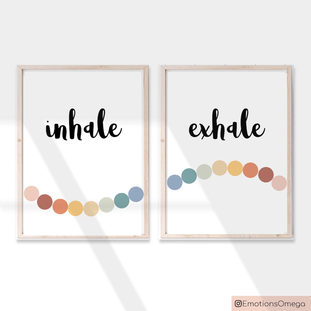 Inhale Exhale Poster, Breathing Digital File Therapy Wall Art Print ...