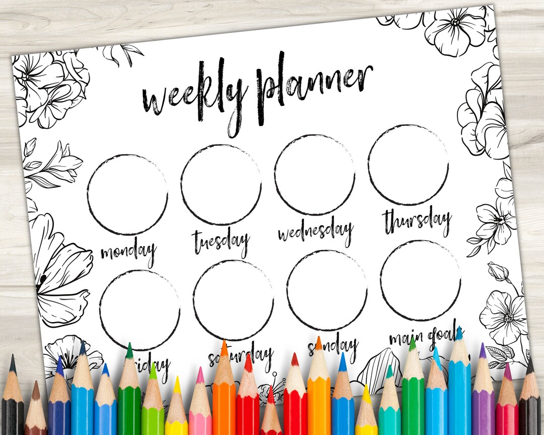Weekly Planner for Coloring, Gratitude Planner, Artistic Planner ...
