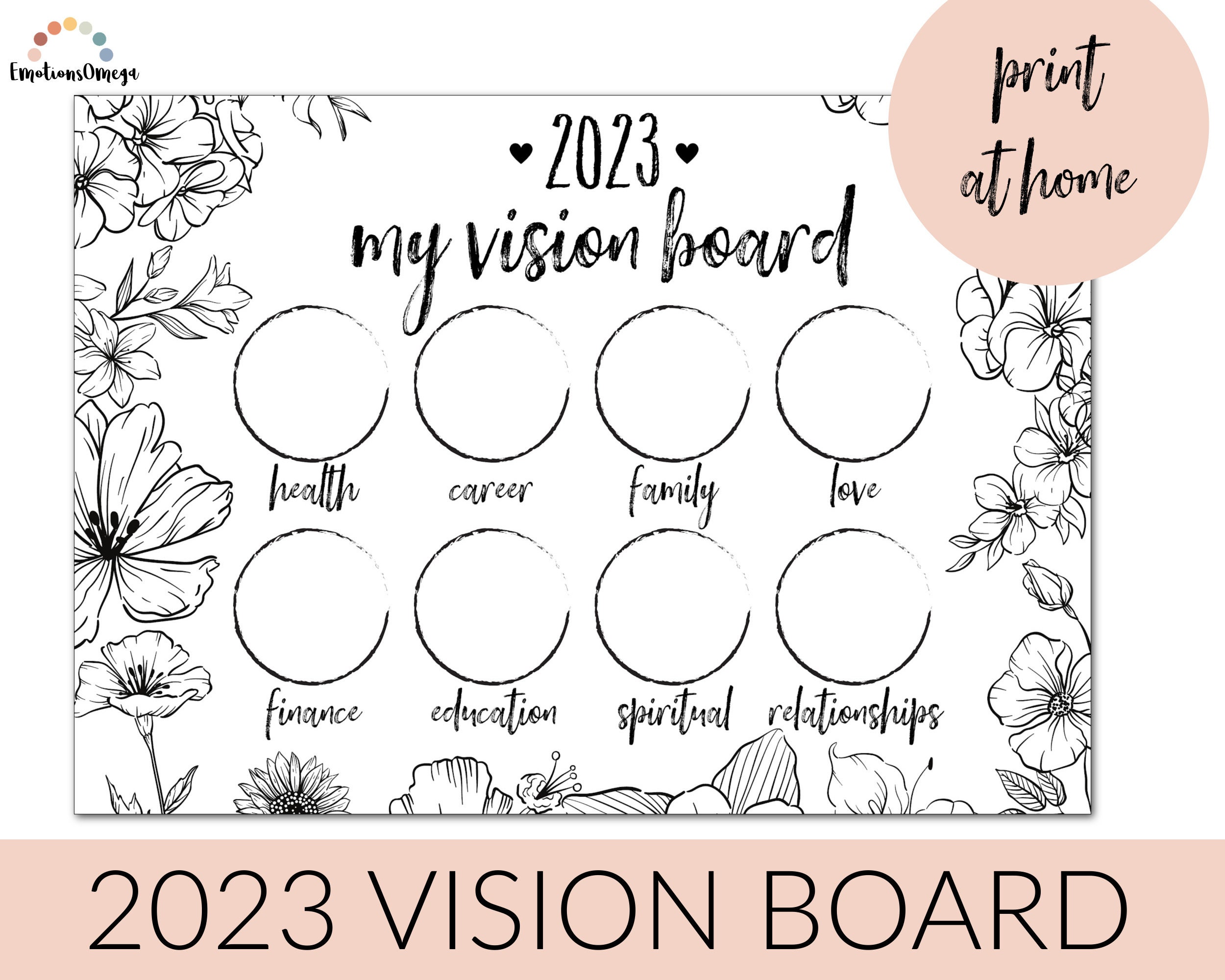 2023 Printable Vision Board: Printable Dream Board in Simple - Etsy México