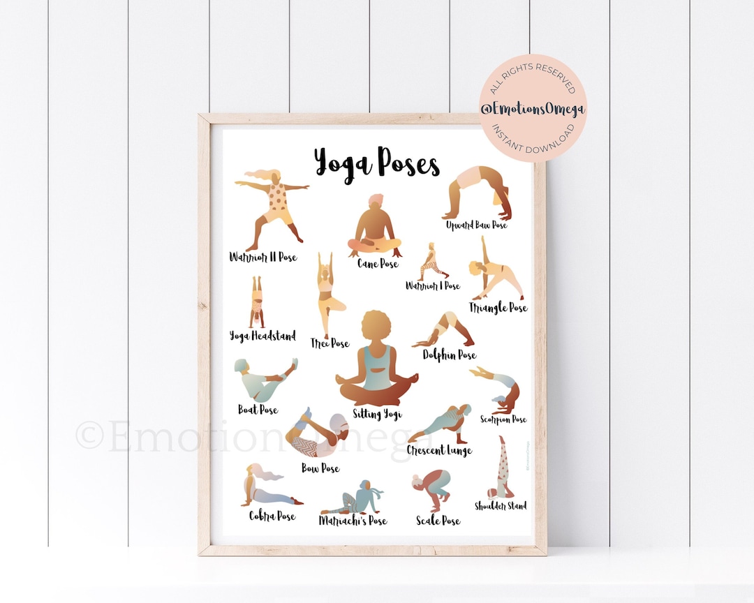 Yoga Poses Wall Art, Yoga Poster Printable Sign, Yoga Asanas INSTANT ...