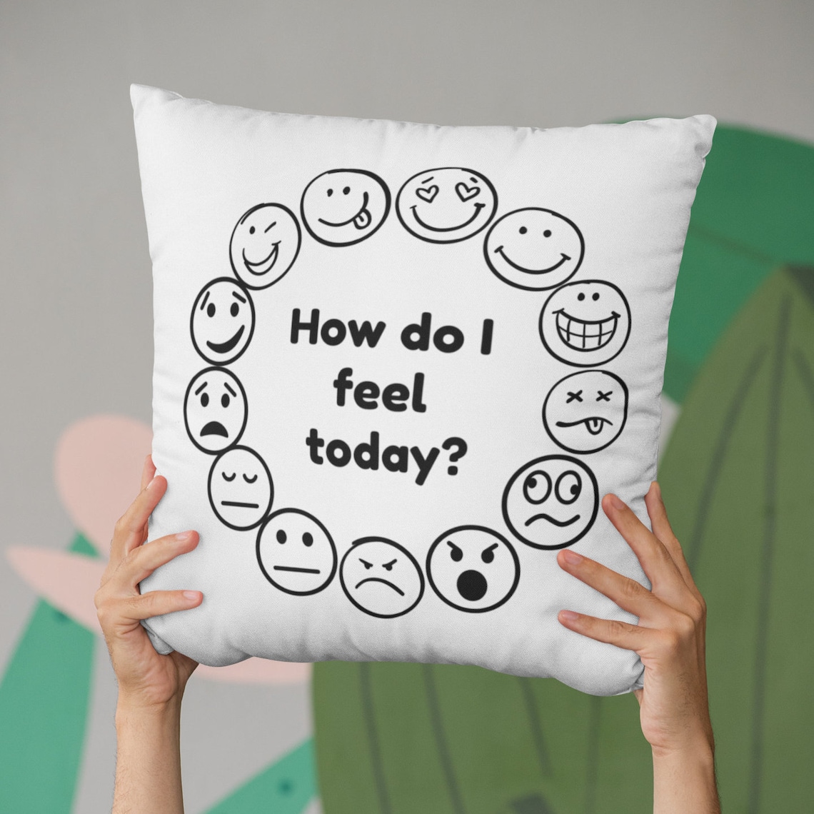 Emotions Wheel Pillow Counseling Office Decor Therapist Gift Feeling ...