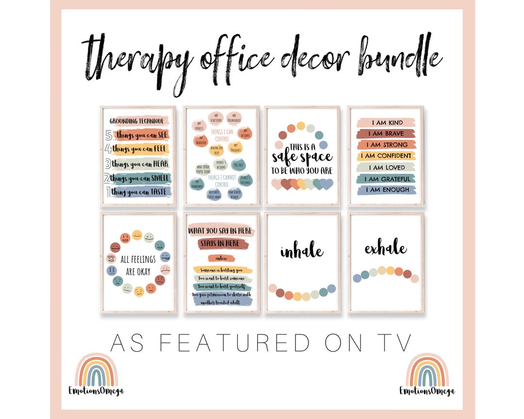 Therapy Office Decor Bundle of 8 Counseling Posters Set, School ...