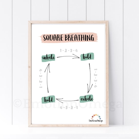 Square Breathing Mindfulness Printable Poster for Therapy - Etsy