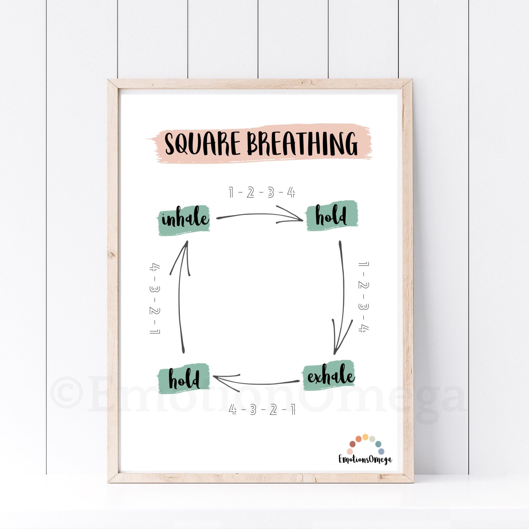 Square Breathing Mindfulness Printable Poster for Therapy Office Decor ...
