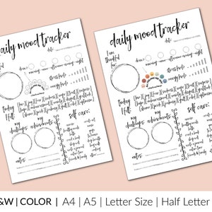 Daily Mood Tracker Printable, Self Care Journal, Emotion Tracker ...