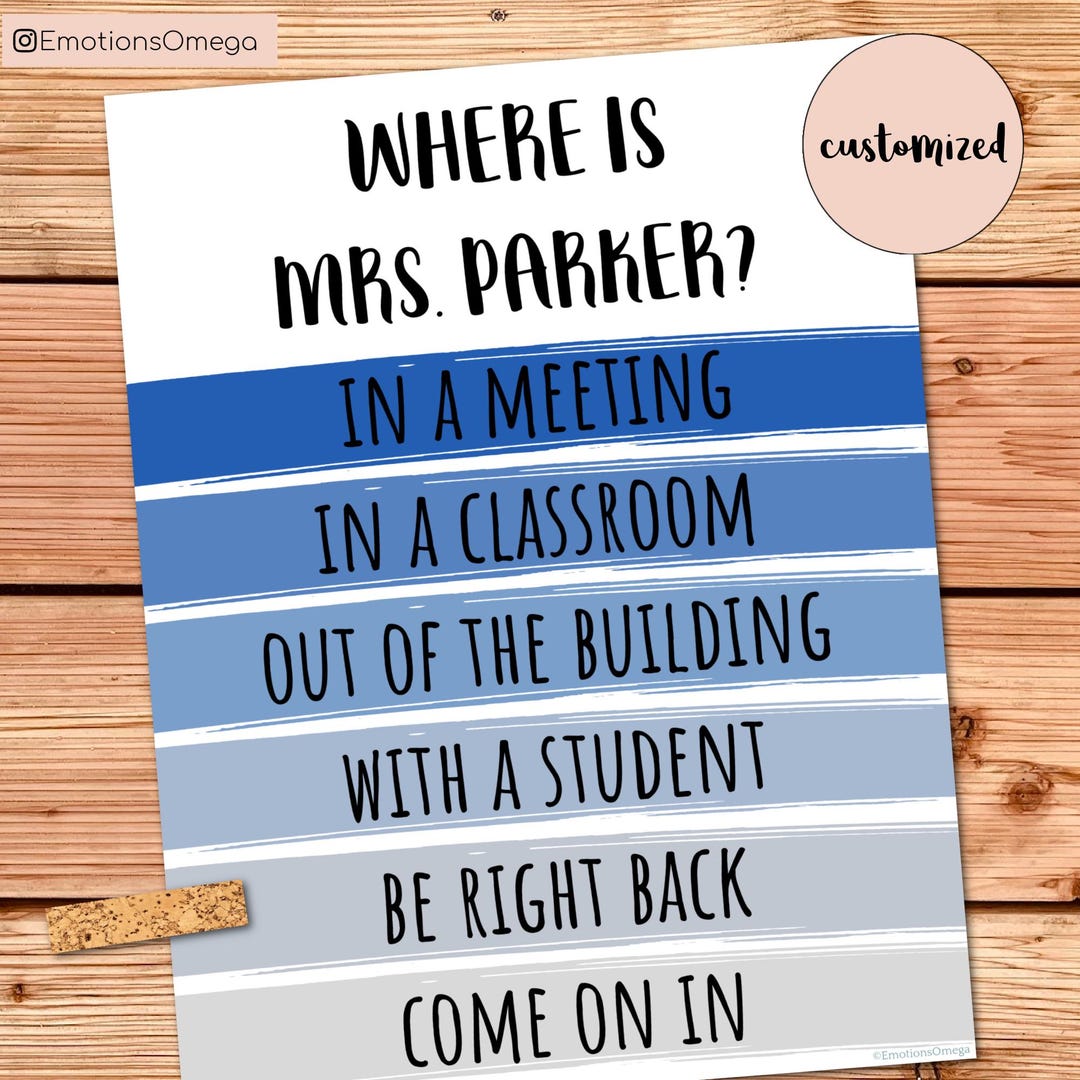 Personalized School Counselor Door Sign, Customized Where is the School ...