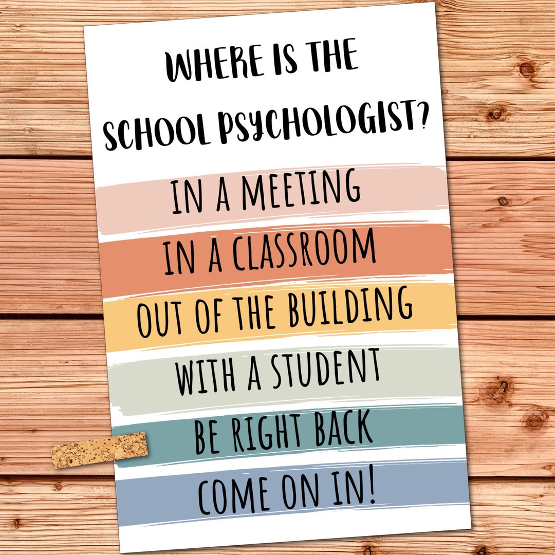 School Psychologist Door Sign Where is the School Psychologist Therapy ...