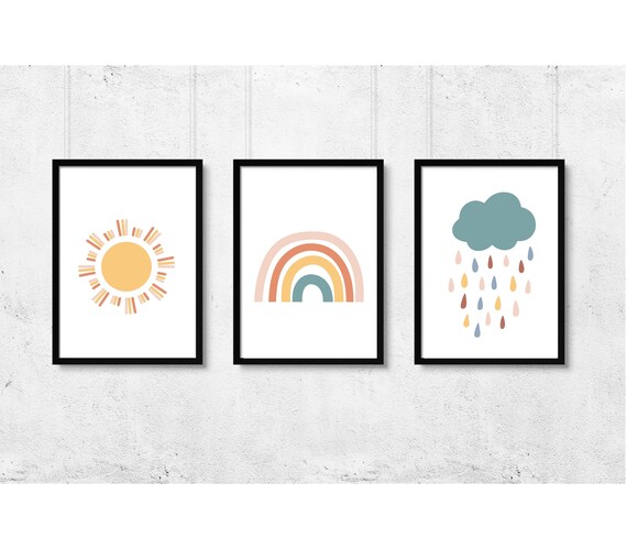 Nursery Wall Art Rainbow Theme Set of 3 Classroom Posters | Etsy