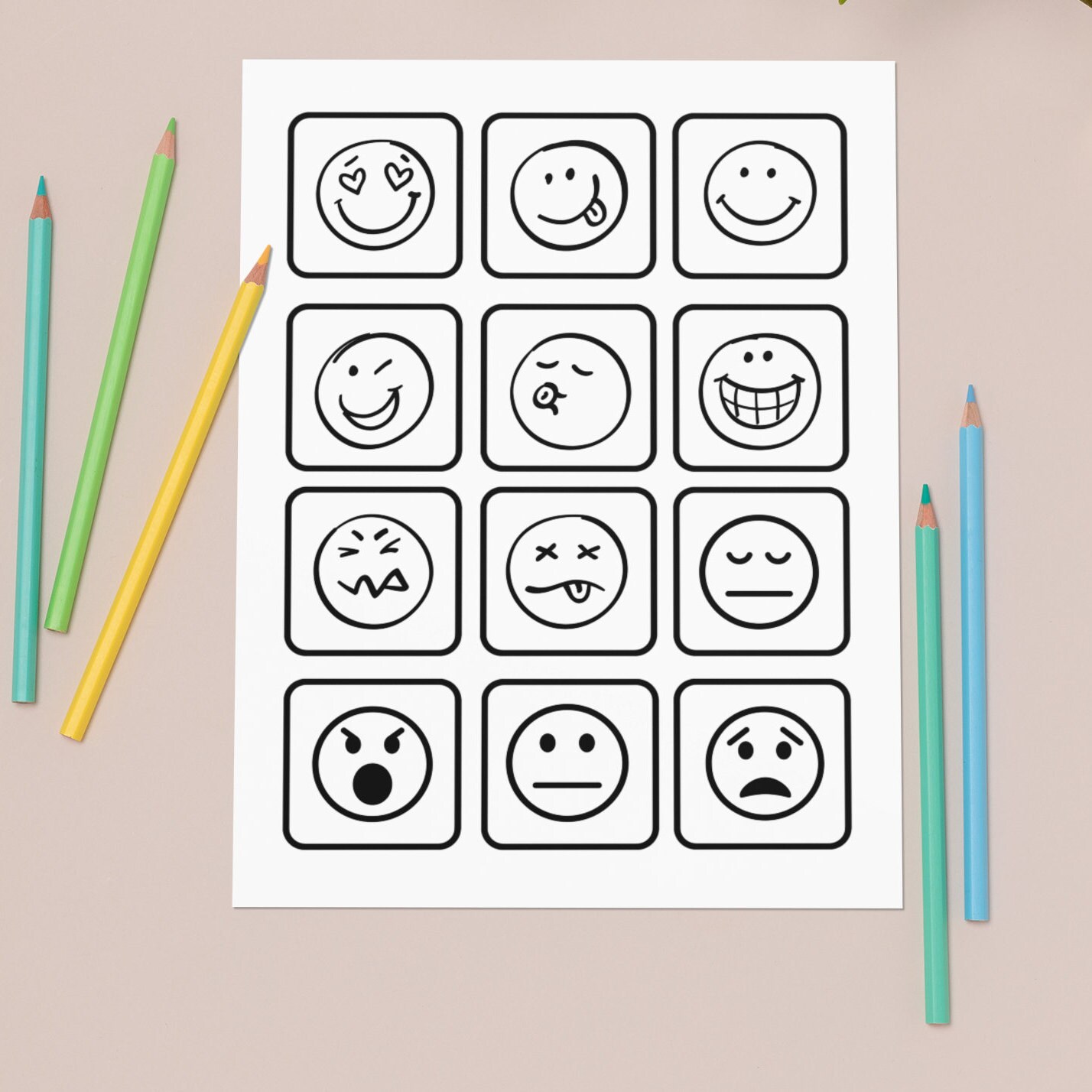 Emotions Cards Memory Game Coloring Pages for Kids Therapy - Etsy