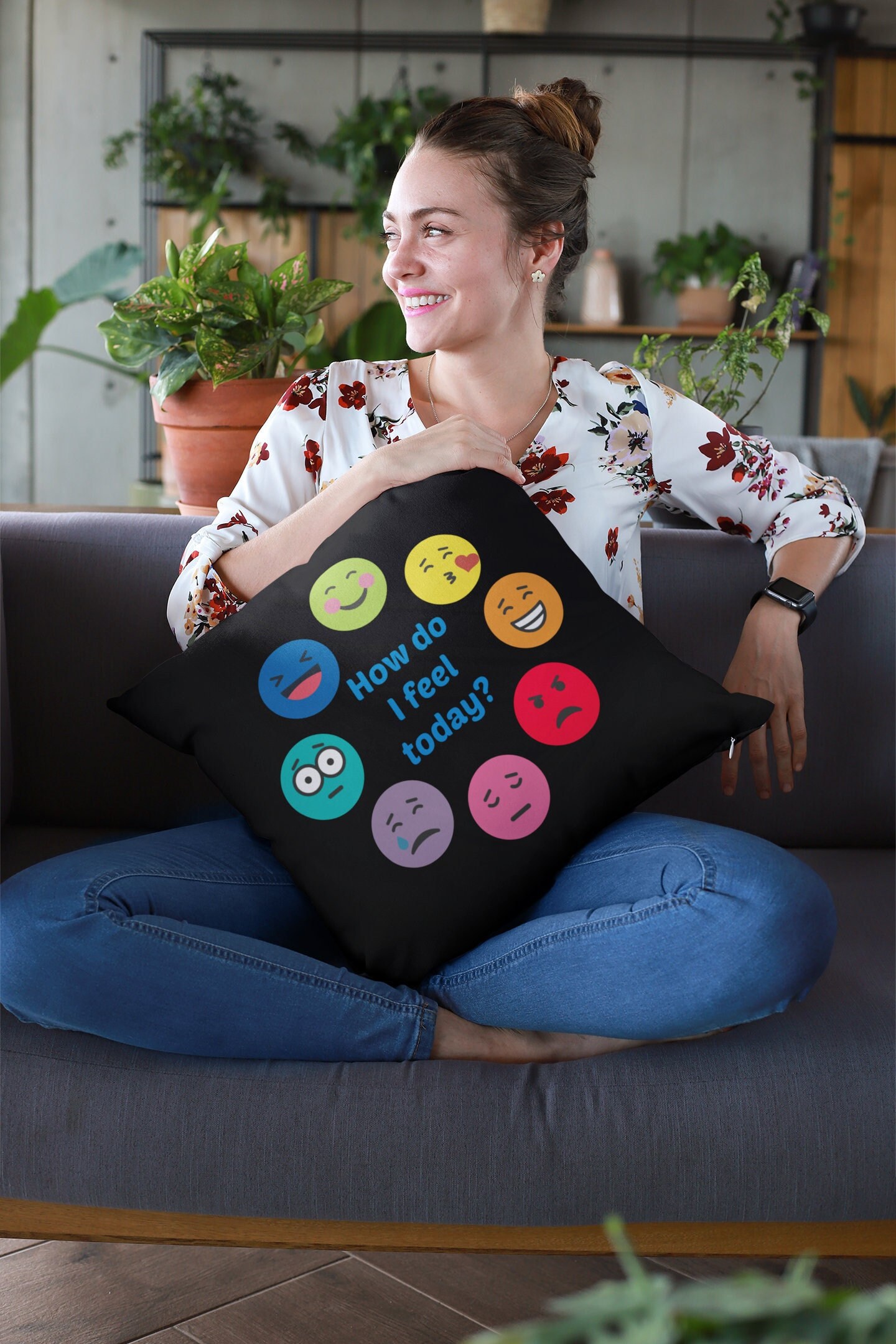 Emotions Pillow COVER, Feelings Chart Pillow CASE for Children's Room ...