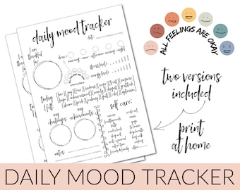 Monthly Mood Tracker Printable Coloring Yearly Self Care - Etsy