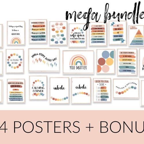 BUNDLE OF 15 Mental Health Posters: School Counselor Office - Etsy