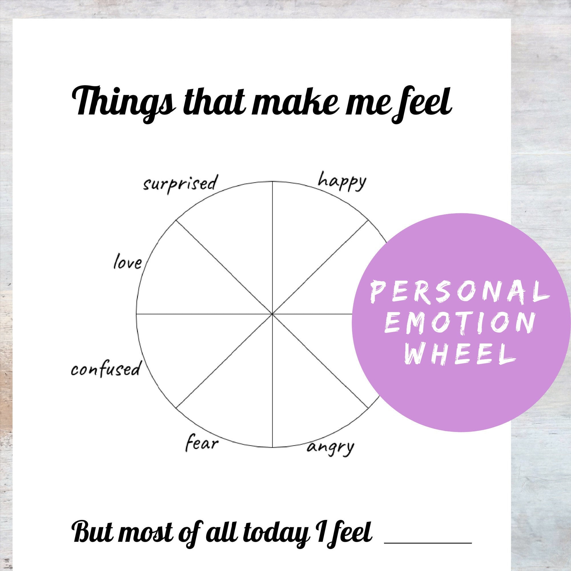 Art Therapy Printable Personal Emotion Wheel Mood Tracker | Etsy