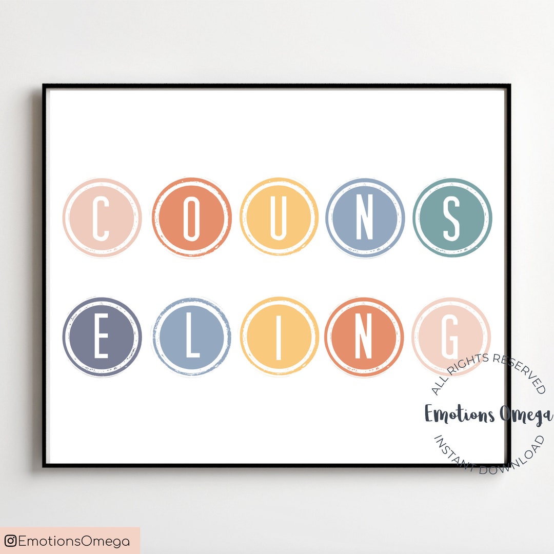 Counseling Poster, School Counselor Office Decor, Letters in Circle in ...
