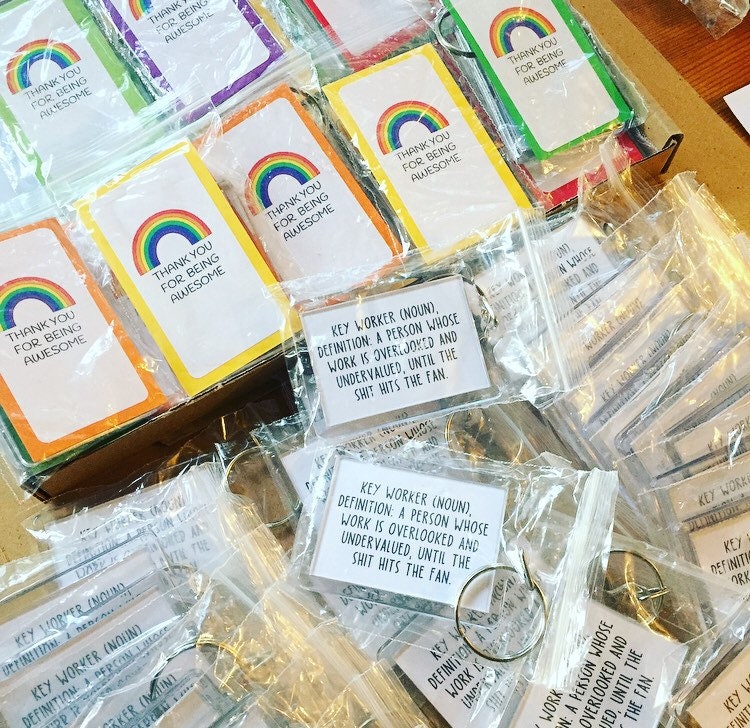 Rainbow Key Worker Keyring. Handmade Gift Idea for Friends, Family or ...