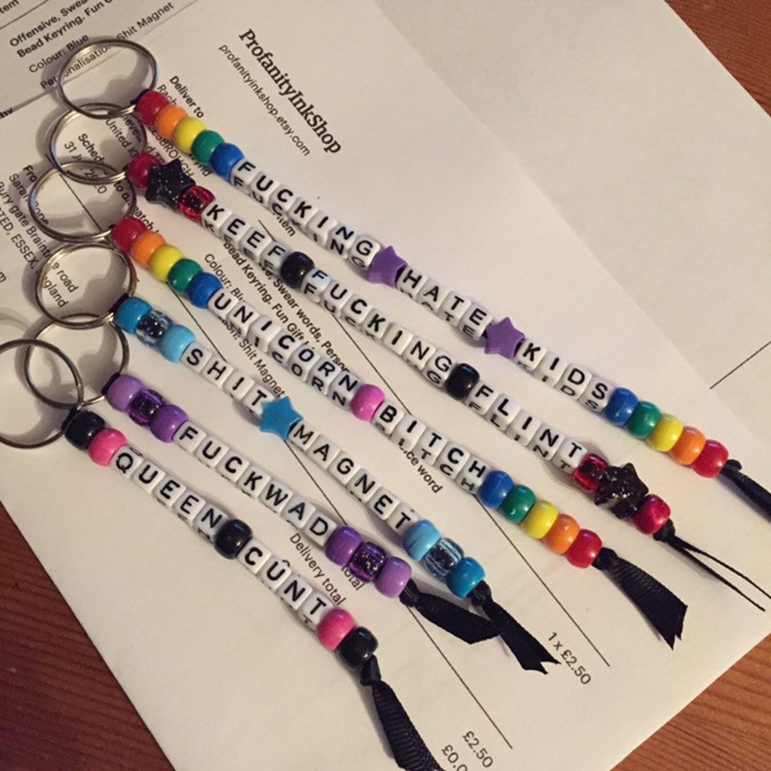 Offensive Swear Words Personalised Own Choice Word Bead | Etsy