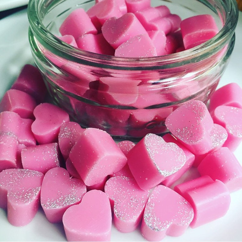 Mini Candy Floss Pink Hearts and Glitter Wax Melts X30. - Etsy