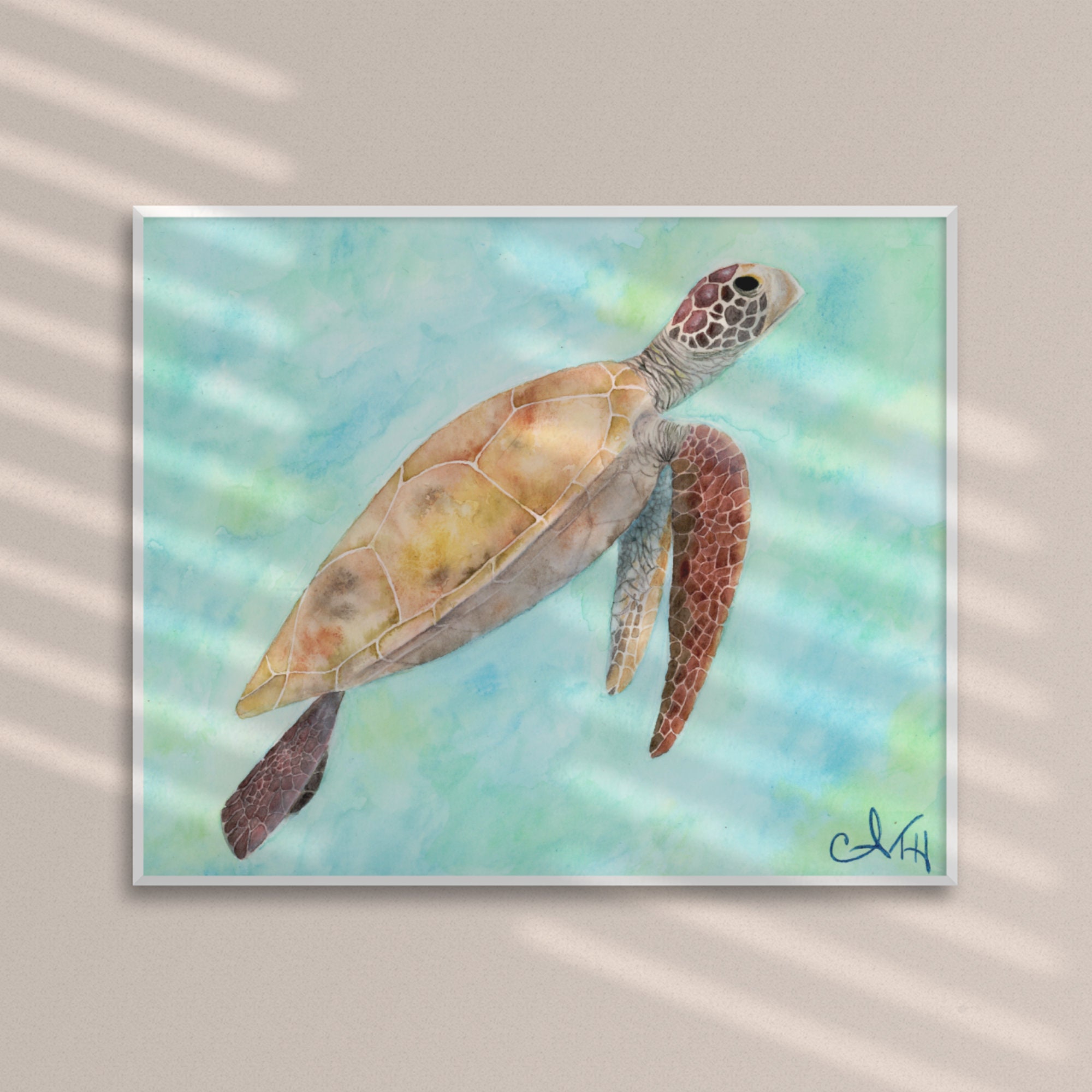 Sea Turtle 8x10 PDF (printable Download) | Watercolor Art Print - Etsy