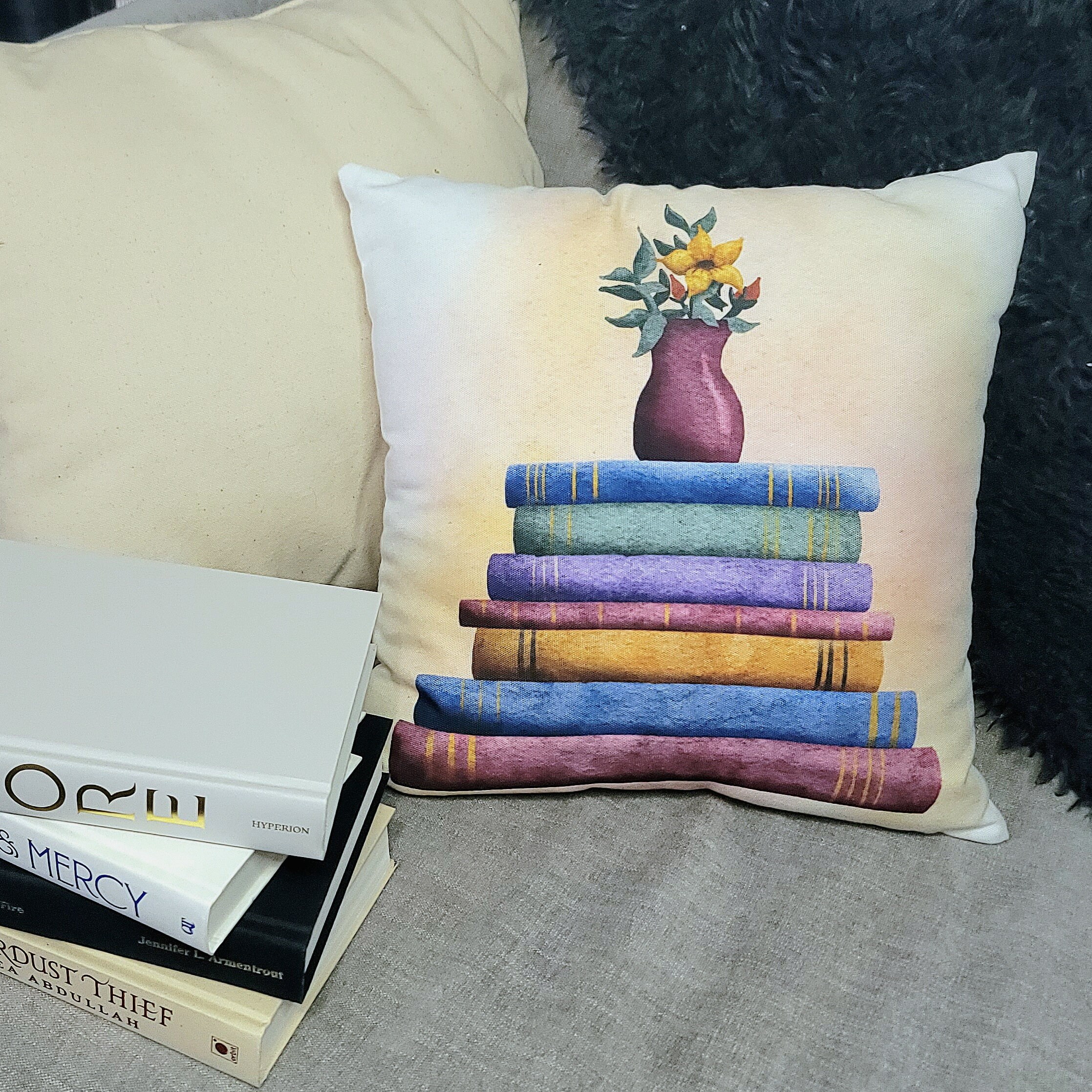 Book Stack Pillow Reading Decor Bookish Pillow for Book Lover Home ...