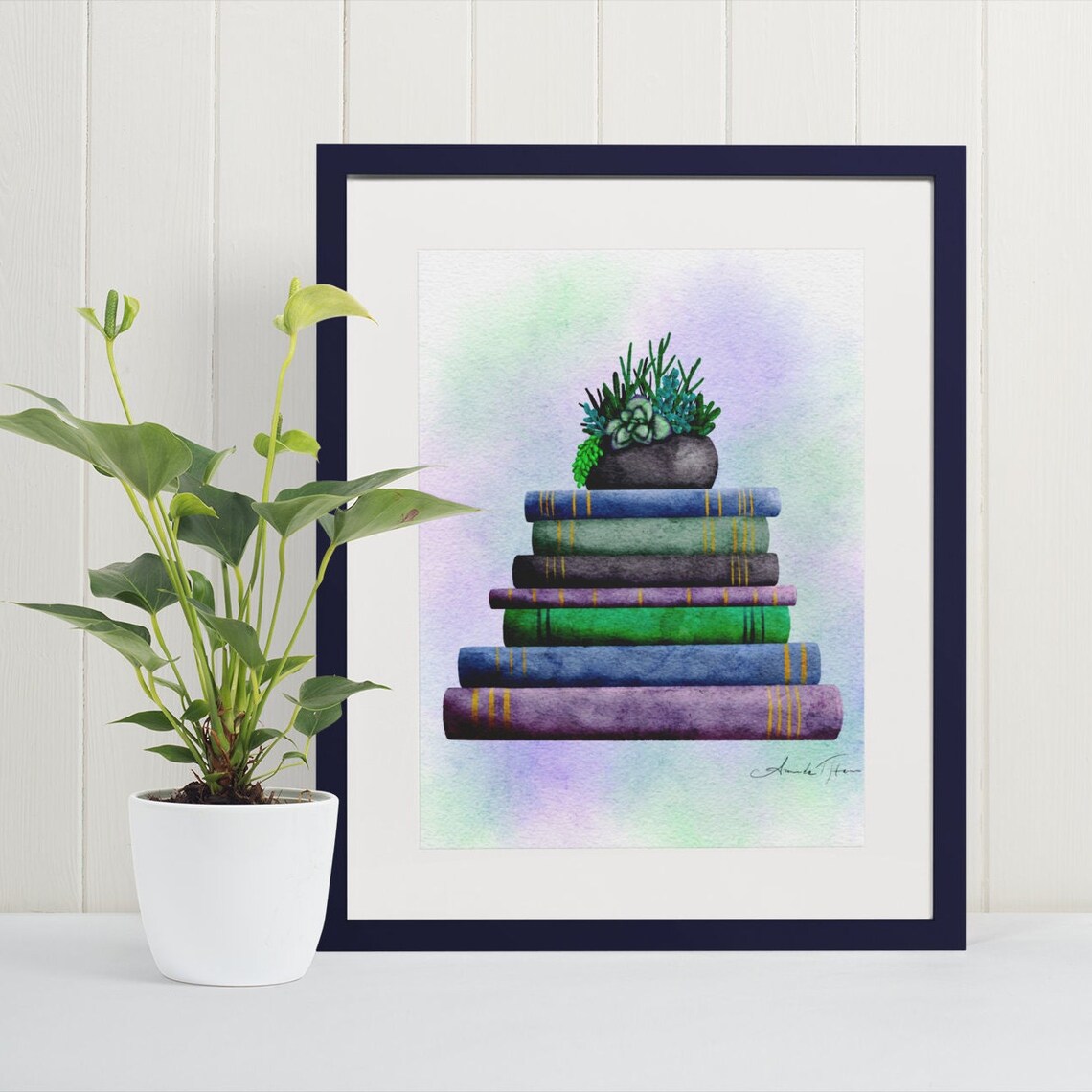Watercolor Book Stack Art Set of 3 Bookish Art Print Set - Etsy