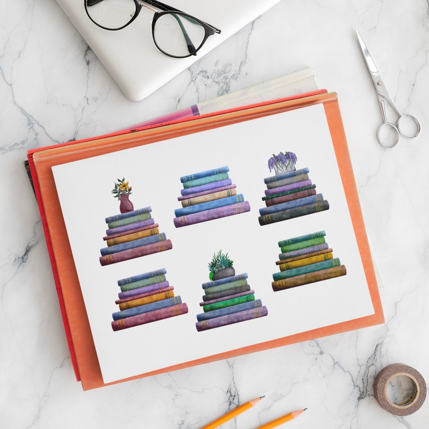 Book Stack Stickers Printable Stickers PDF Bookish Stickers Print to ...