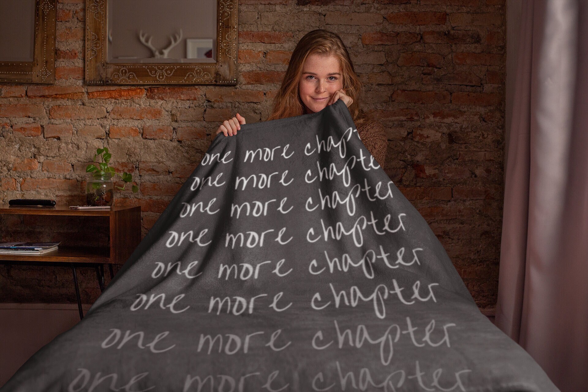 Black One More Chapter Book Reading Blanket for Bookworm Blanket Gift ...