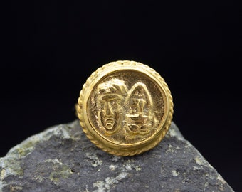 Roman Face Ring - Etsy
