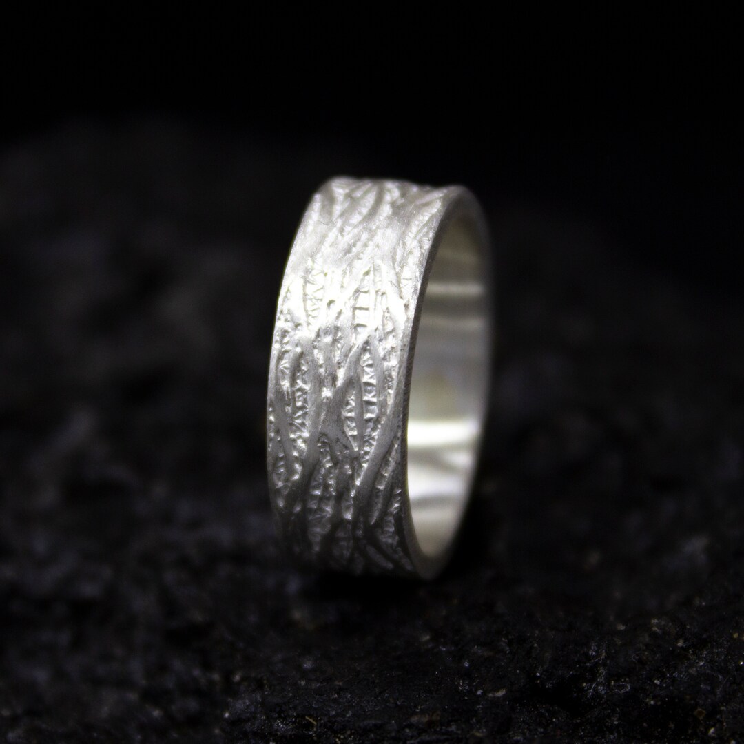Paare Versprechen Baumrinde Silber Ring 7 mm 925 Sterling Silber ...