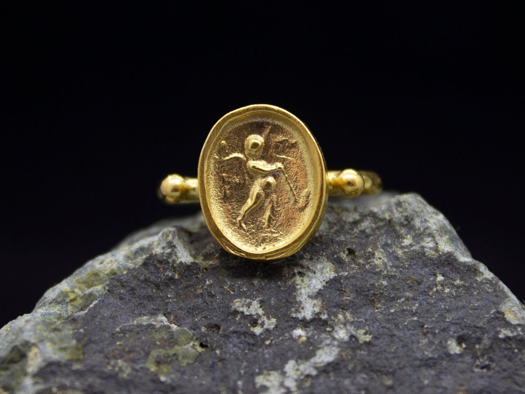 Guardian Angel Gold Ring 24K Gold Plated Roman Art Angel | Etsy