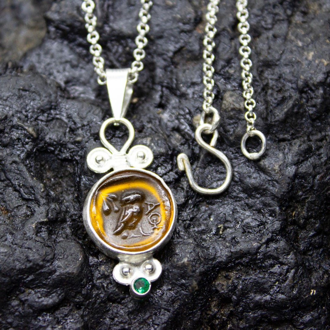 Greek Athena Intaglio Necklace | Sterling Silver | Ancient Ephesus ...