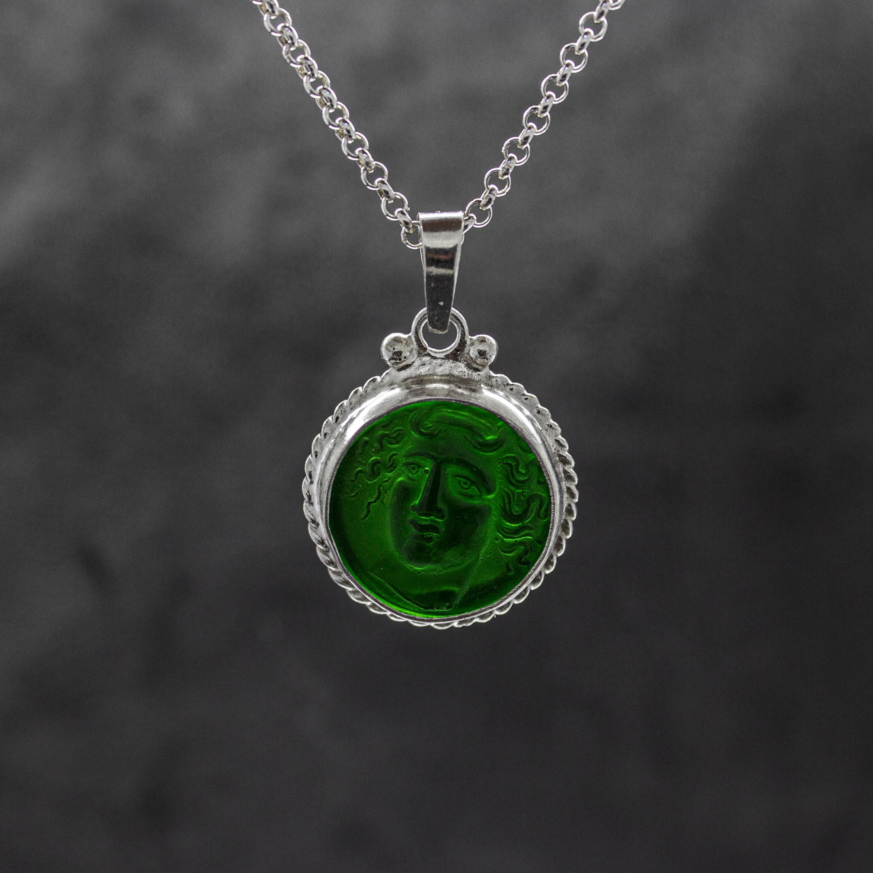 Ancient Greek Medusa Intaglio Glass Necklace 925 Sterling - Etsy