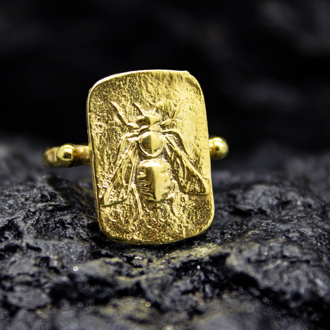 Ancient Greek Honey Bee Coin Ring | 24K Gold Plated Sterling Silver ...