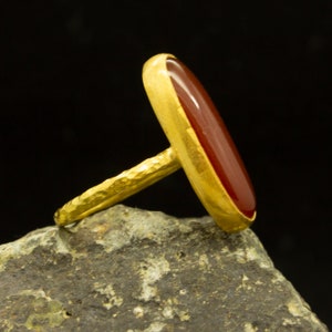 Red Agate Ring | 24K Gold Plated | Minimalist Silver Ring | 925 ...