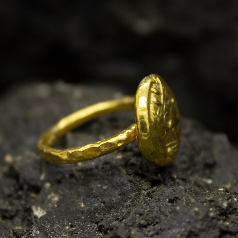 Ancient Greek Goddess Athena Ring | 24K Gold Plated 925 Sterling Silver ...