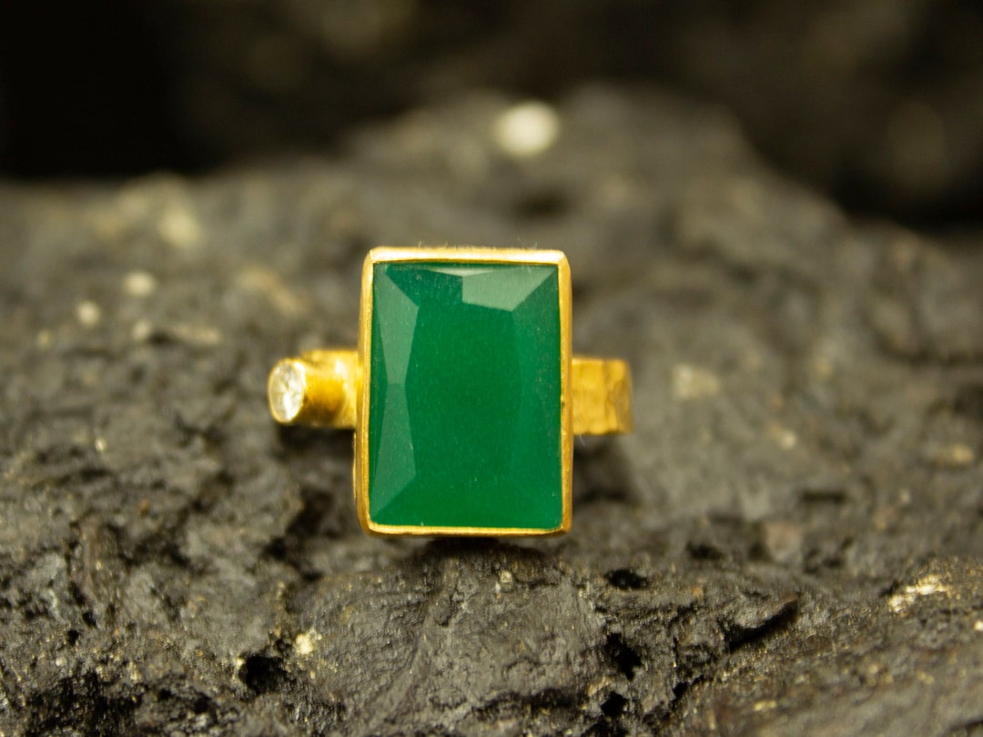 Ancient Roman Green Emerald Ring | 925 Sterling Silver Ring 24K Gold ...
