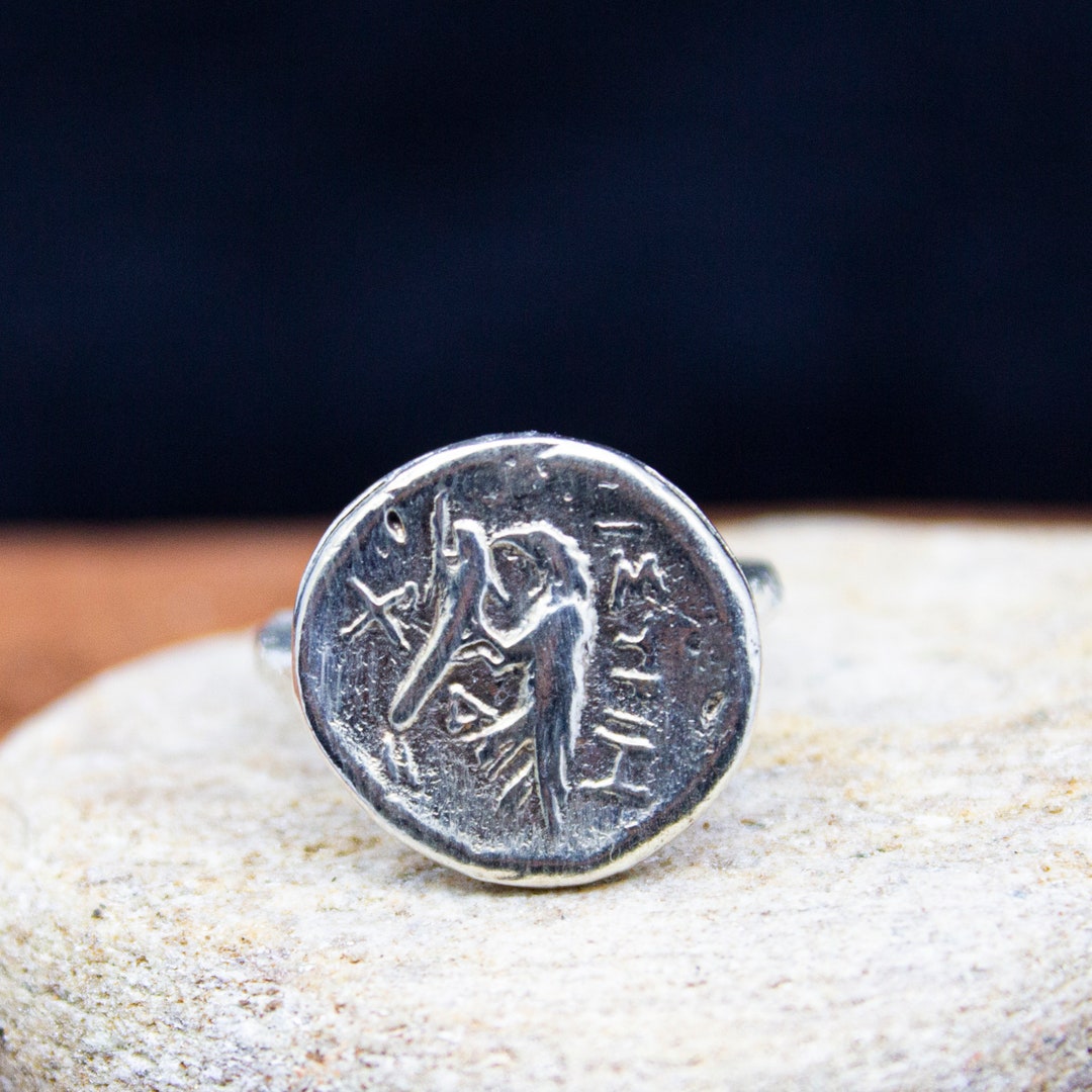 Ancient Roman Hawk Signed Coin Ring | 24K Gold Plated 925 Sterling ...