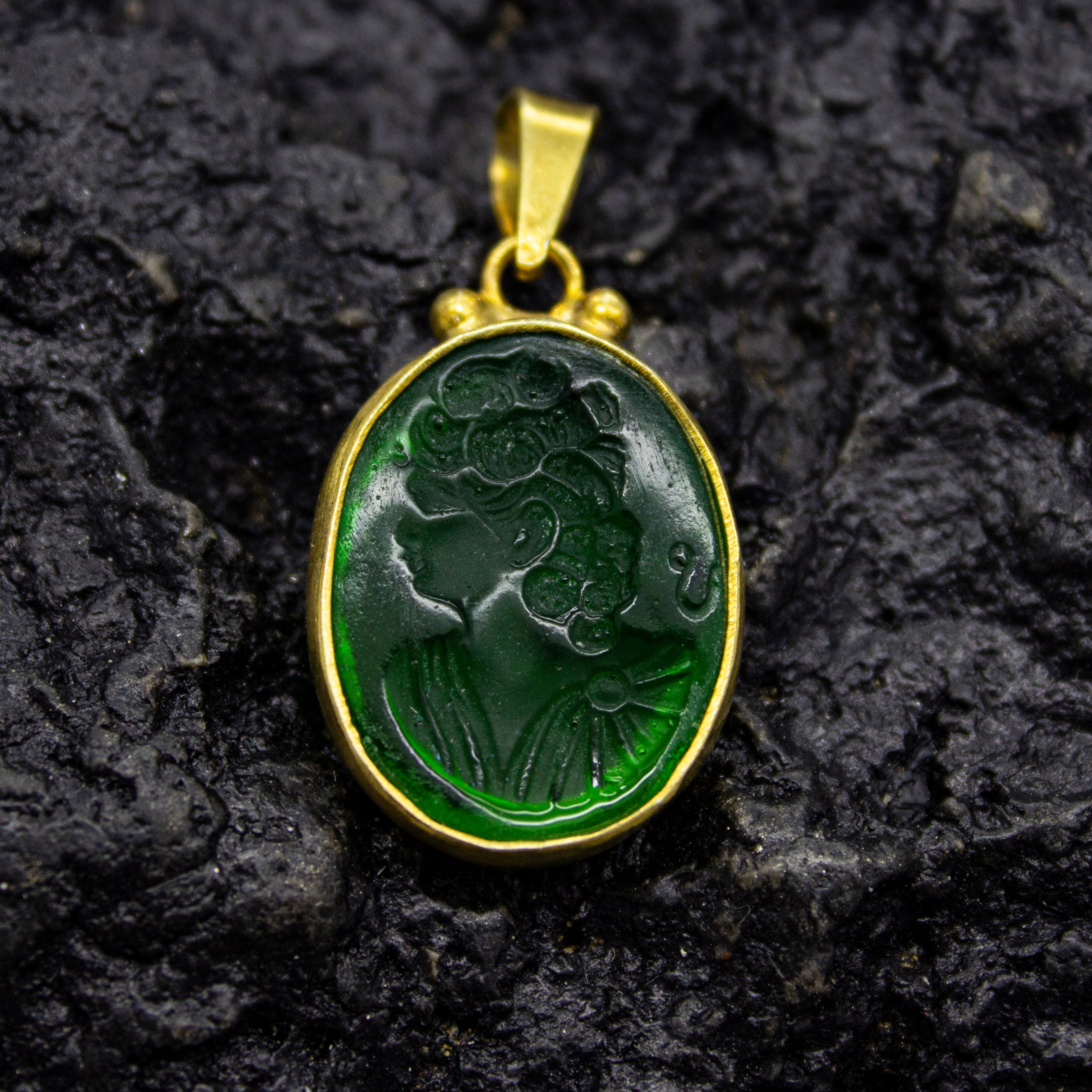 Greek Helen of Troy Intaglio Glass Necklace | 925 Sterling Silver ...