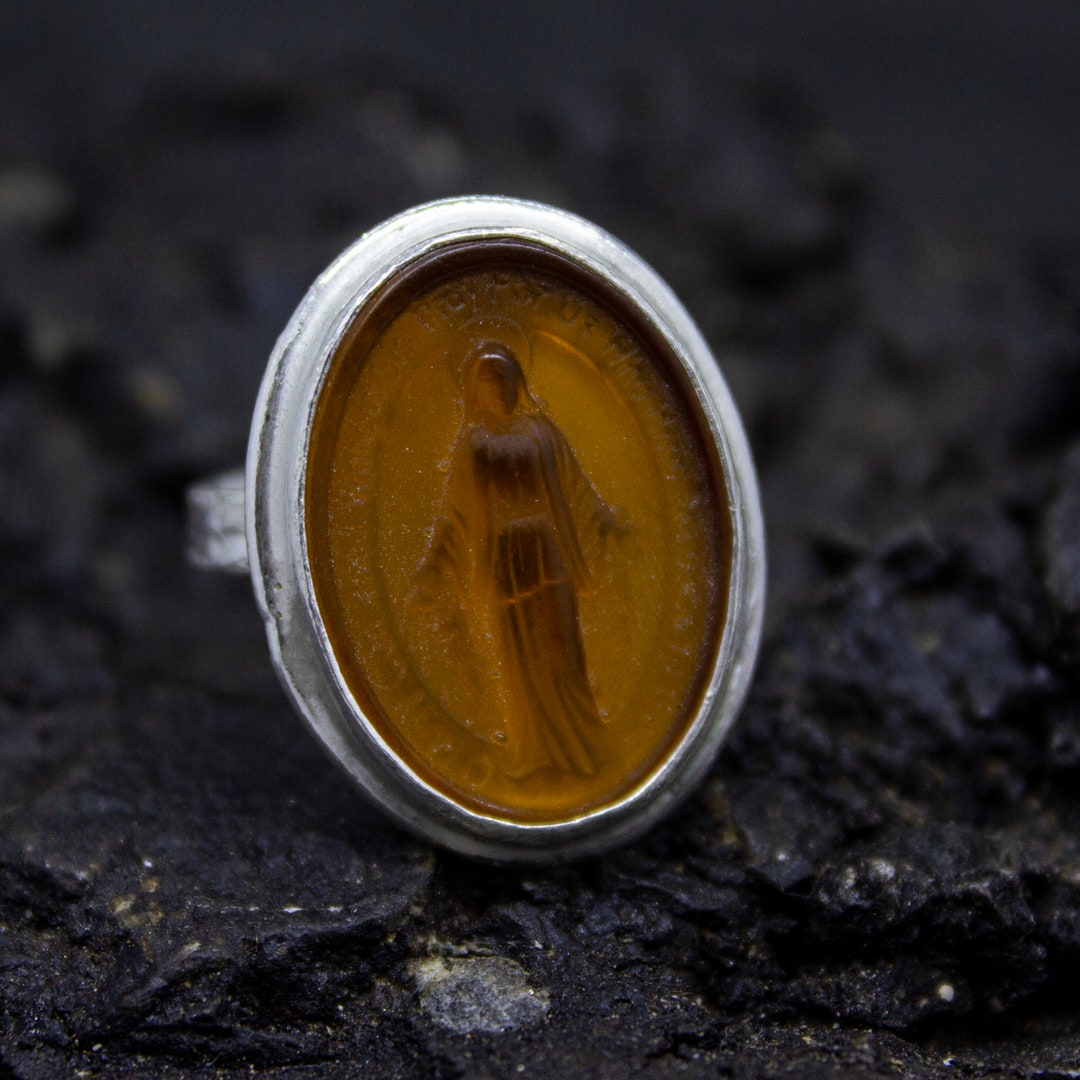 Virgin Mary Intaglio Silver Ring | 925 Sterling Silver | Christian ...