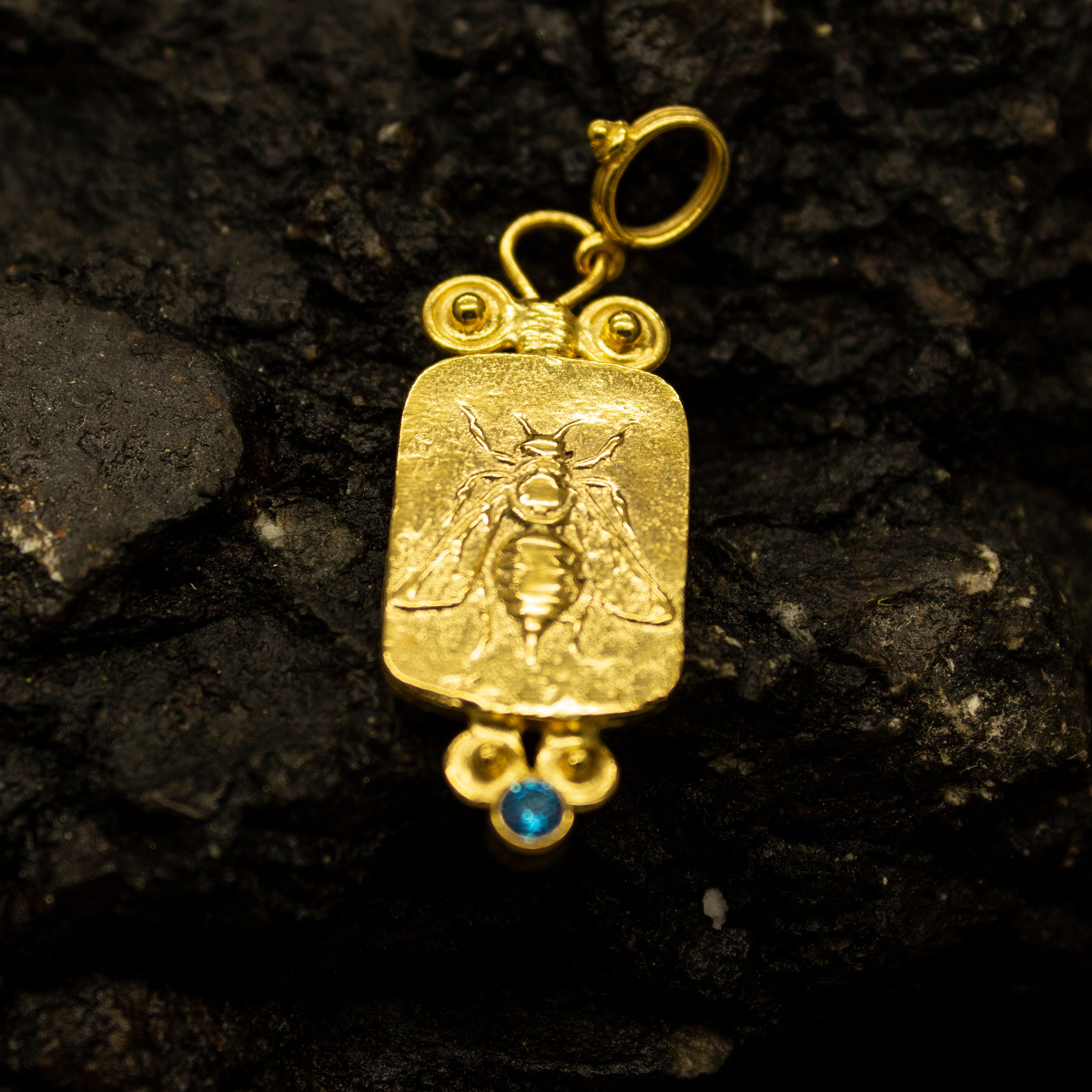 Greek Honey Bee Signed Coin Necklace | 925 Silver 24K Gold | Ancient ...