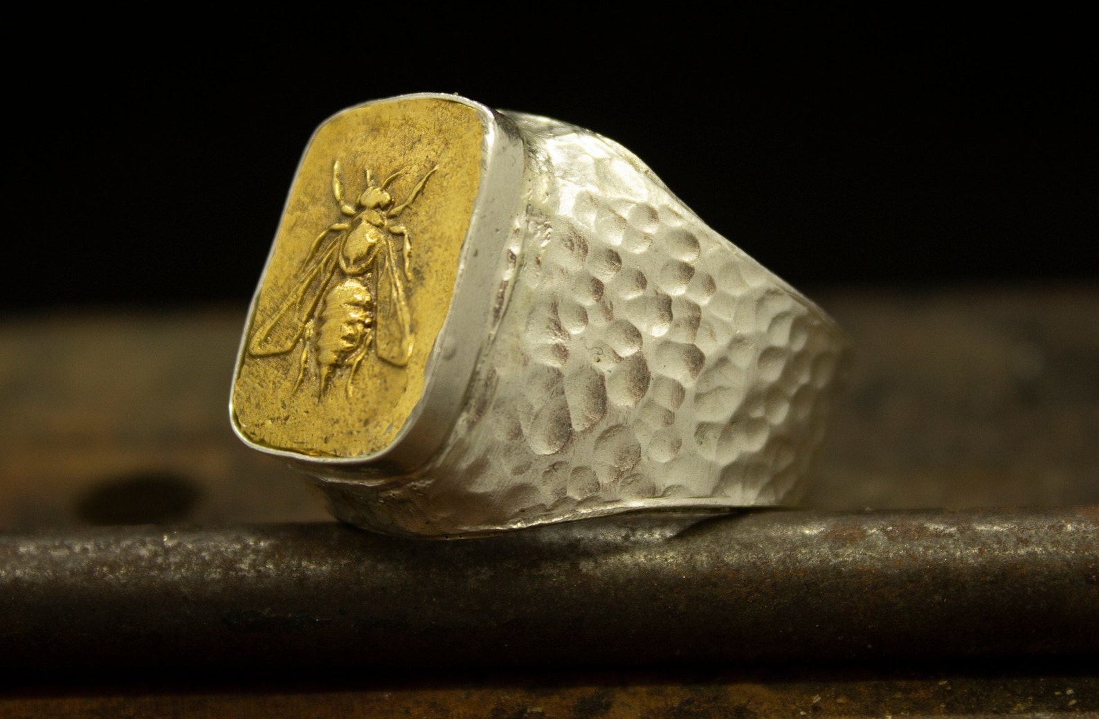 Ancient Honey Bee Roman Coin Ring | Queen Bee Two Tone Ring | 24K Gold ...