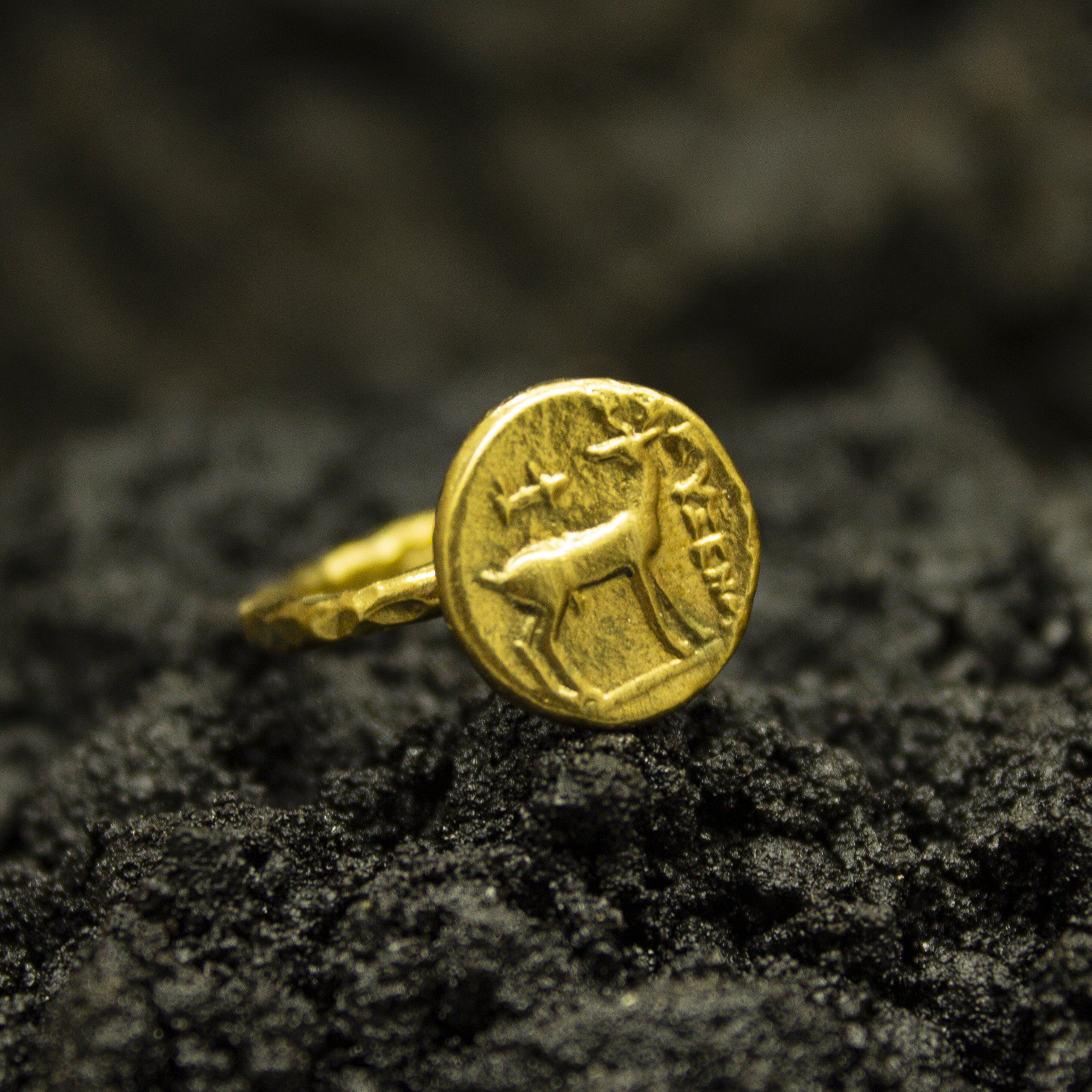 Historical Ancient Greek Deer Coin Ring 24K Gold Plated 925 - Etsy