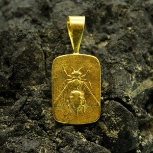 Honey Bee Roman Coin Pendant | 925 Sterling Silver 24K Gold Plated ...