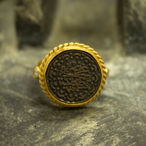 Ottoman Art Coin Ring | 24K Gold Plated 925 Sterling Silver | Monogram ...
