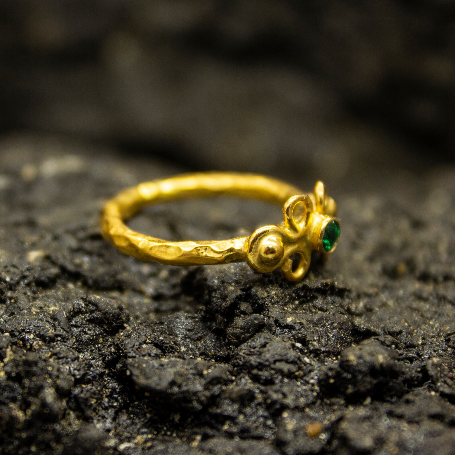 Hammered Delicate Ring | 24K Gold Plated | Handmade Elegant | Ancient ...