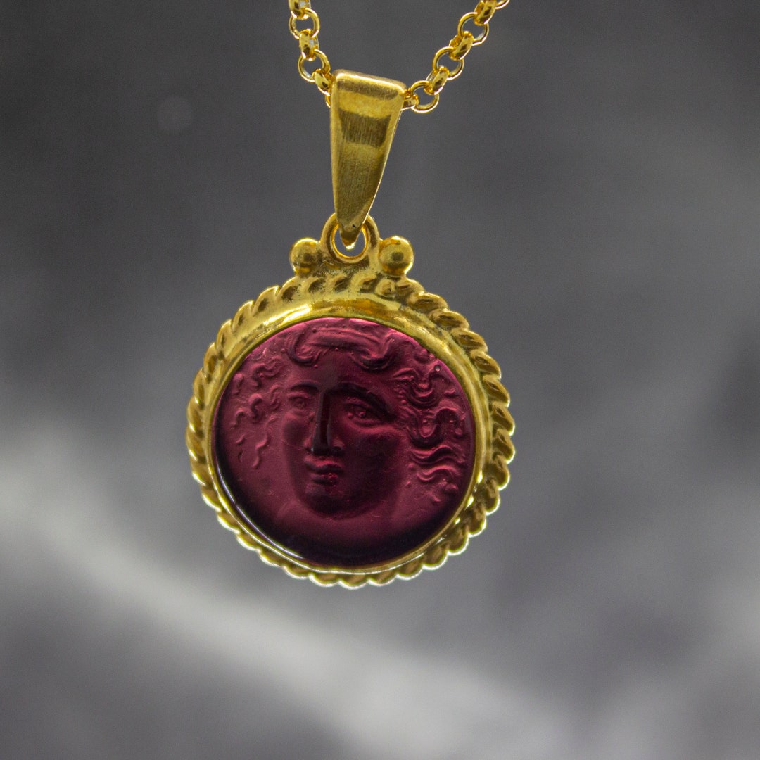 Medusa Intaglio Venetian Glass Necklace | 925 Sterling Silver | Ancient ...