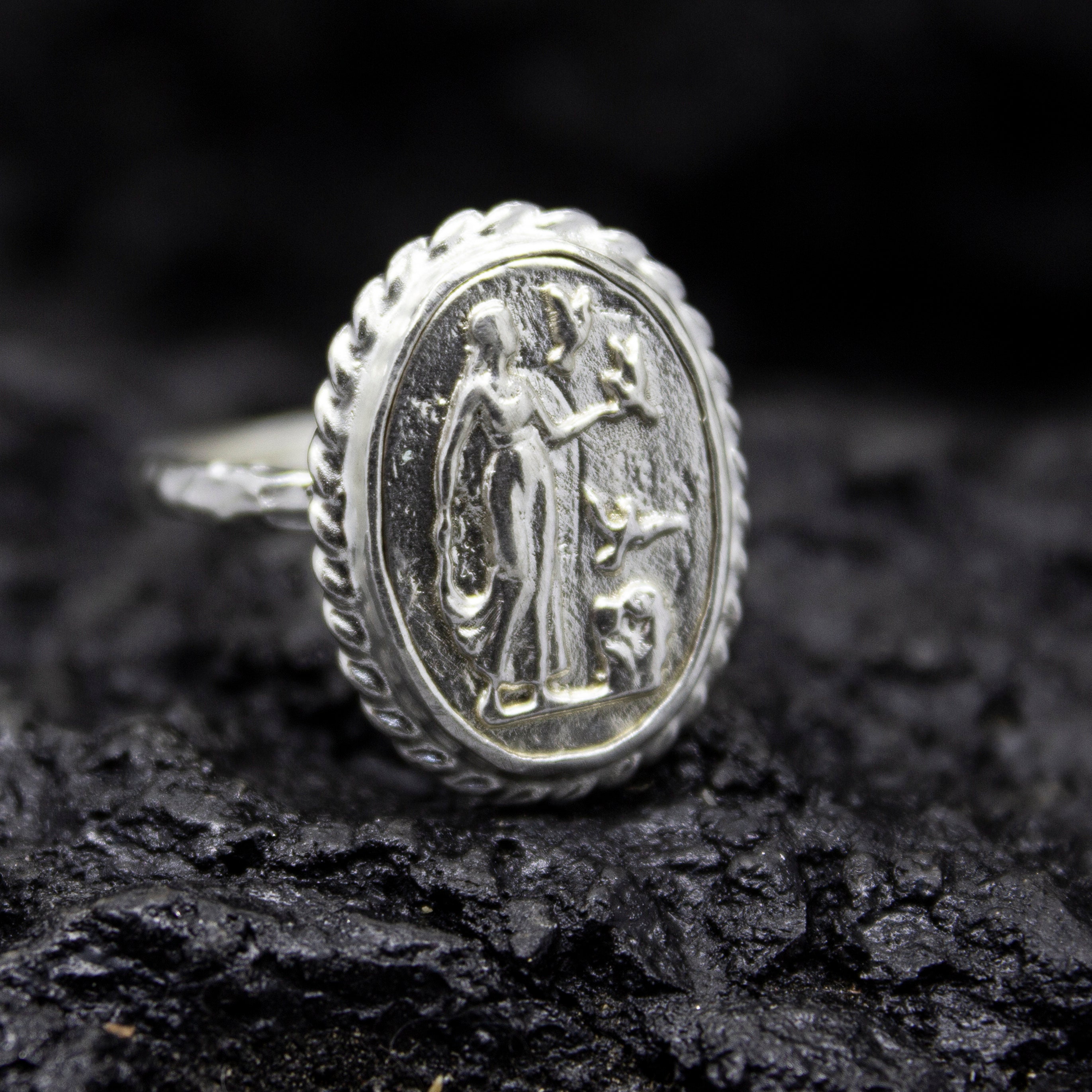 Ancient Greek Aphrodite Signed Coin Ring | 24K Gold Plated 925 Sterling ...