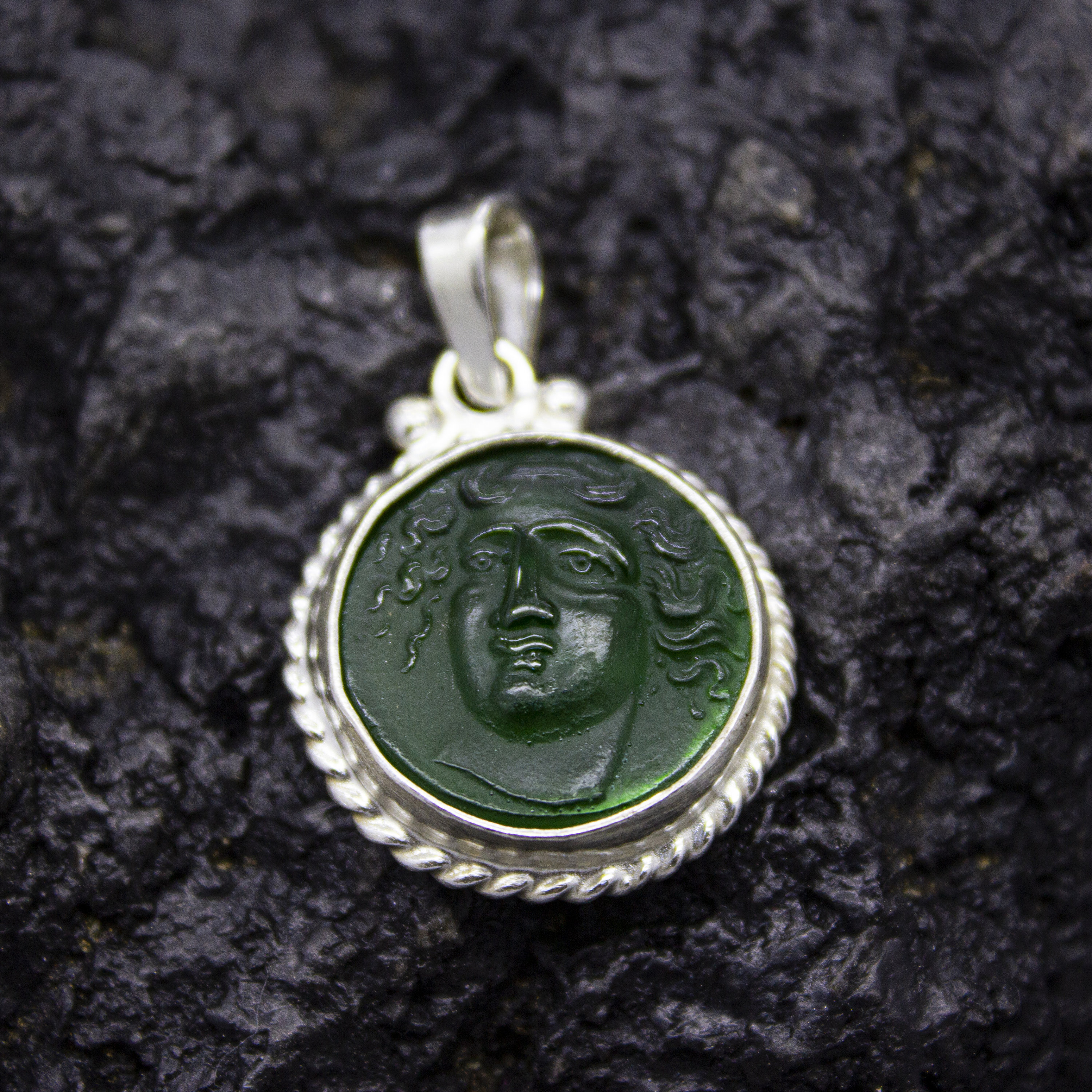 Ancient Greek Medusa Intaglio Glass Necklace 925 Sterling - Etsy