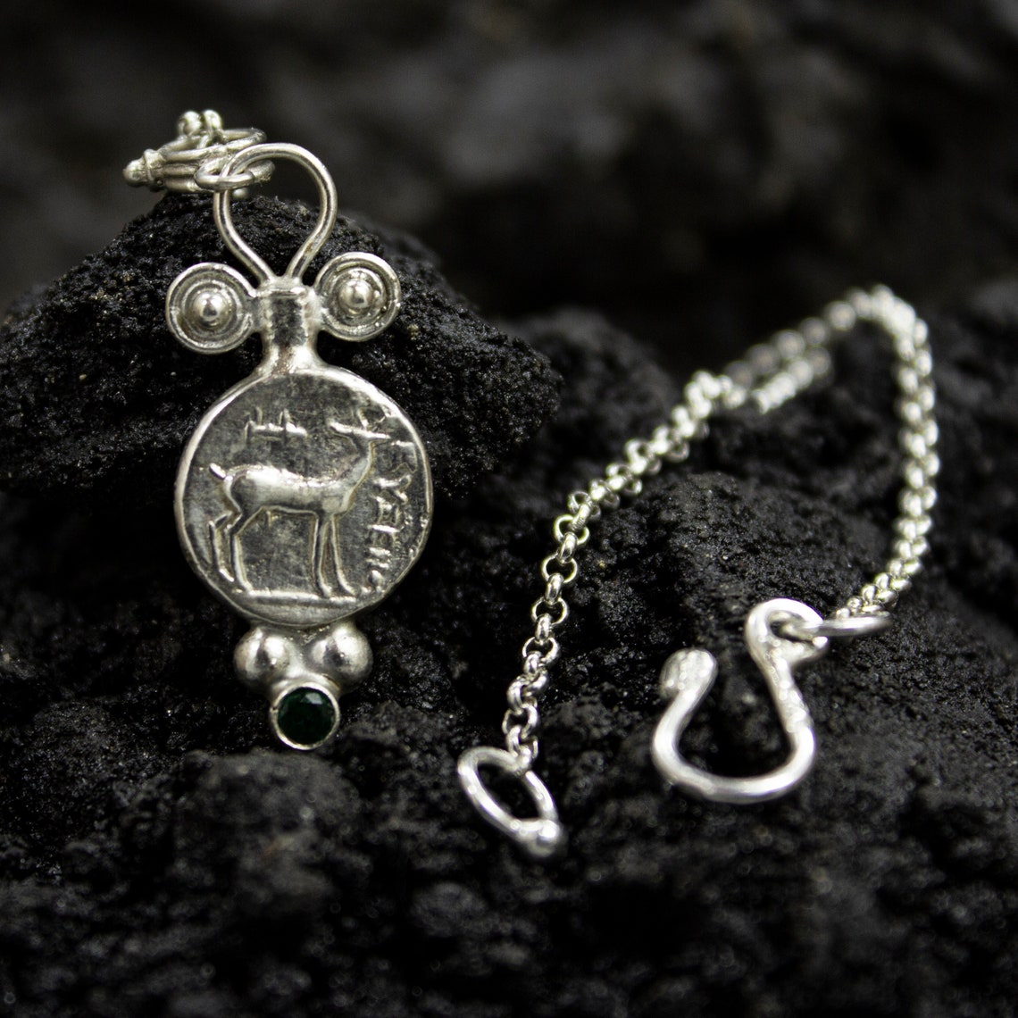 Ancient Greek Deer Coin Necklace 24K Gold Plated 925 - Etsy