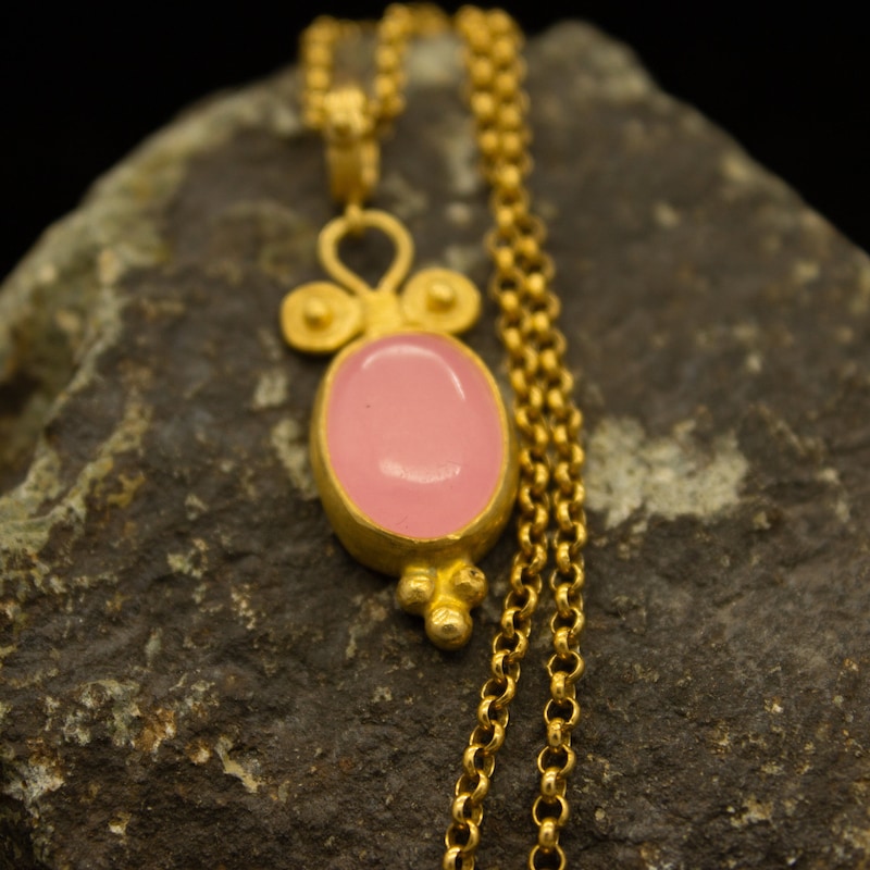 Pink Jade Necklace - Etsy UK