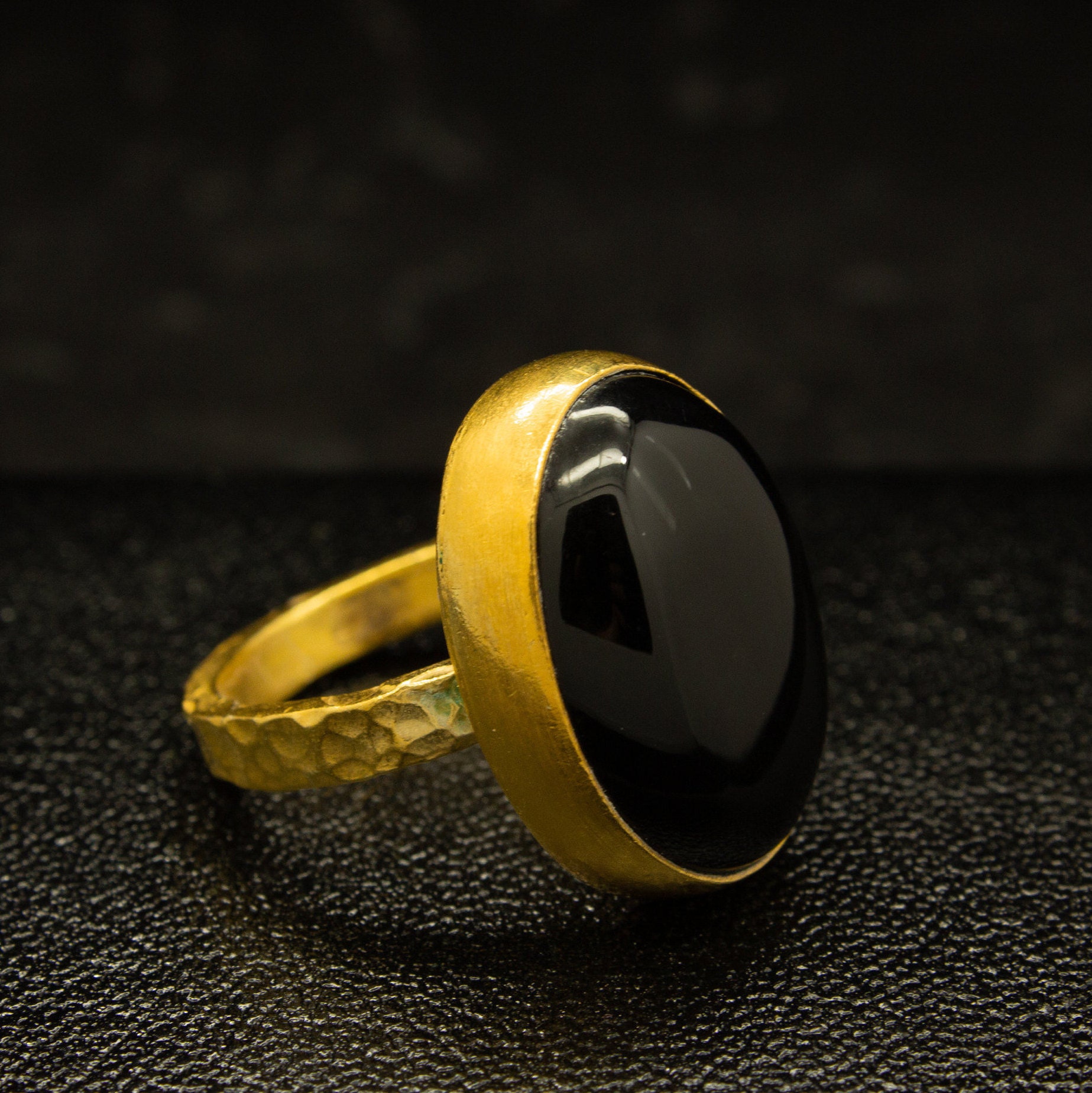 Natural Onyx Stone Ring - 925 Sterling Silver - Handmade Stackable Ring ...